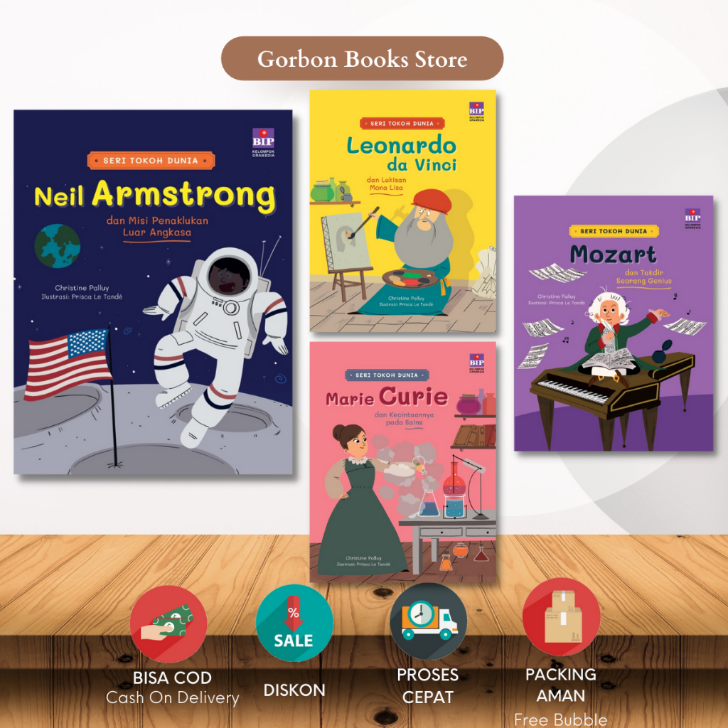 Jual Seri Tokoh Dunia: Neil Armstrong, Leonardo da Vinci, Mozart, Marie ...