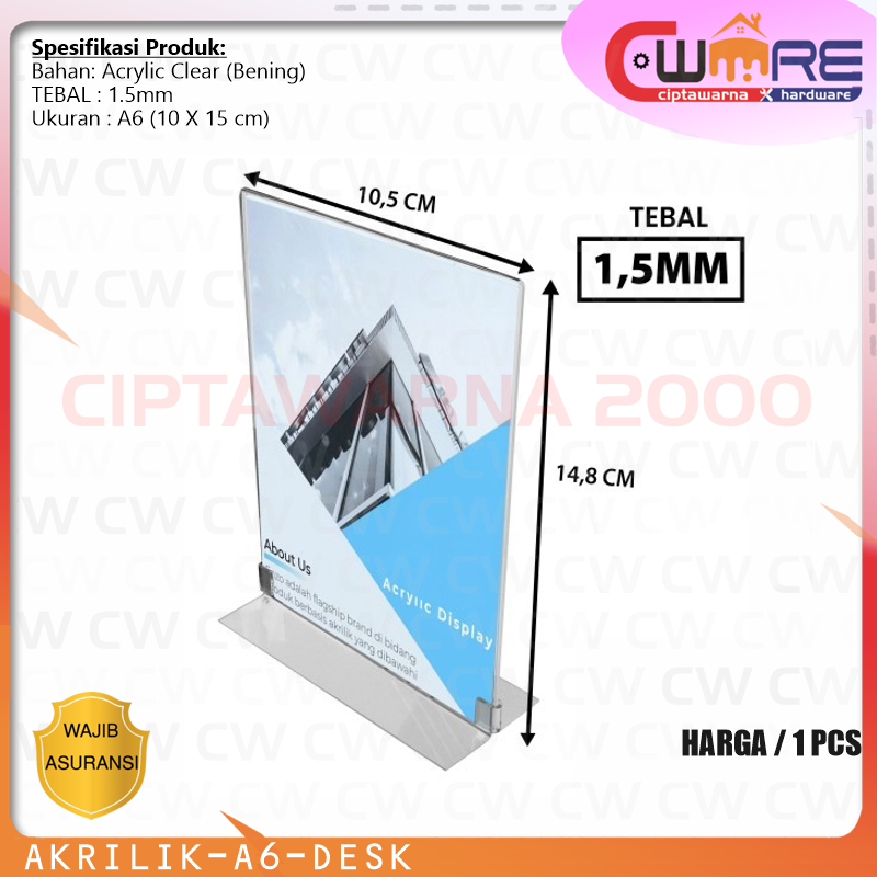 Jual Akrilik A6 Acrylic Papan Iklan Menu Kasir Usaha Kantor - Bening ...