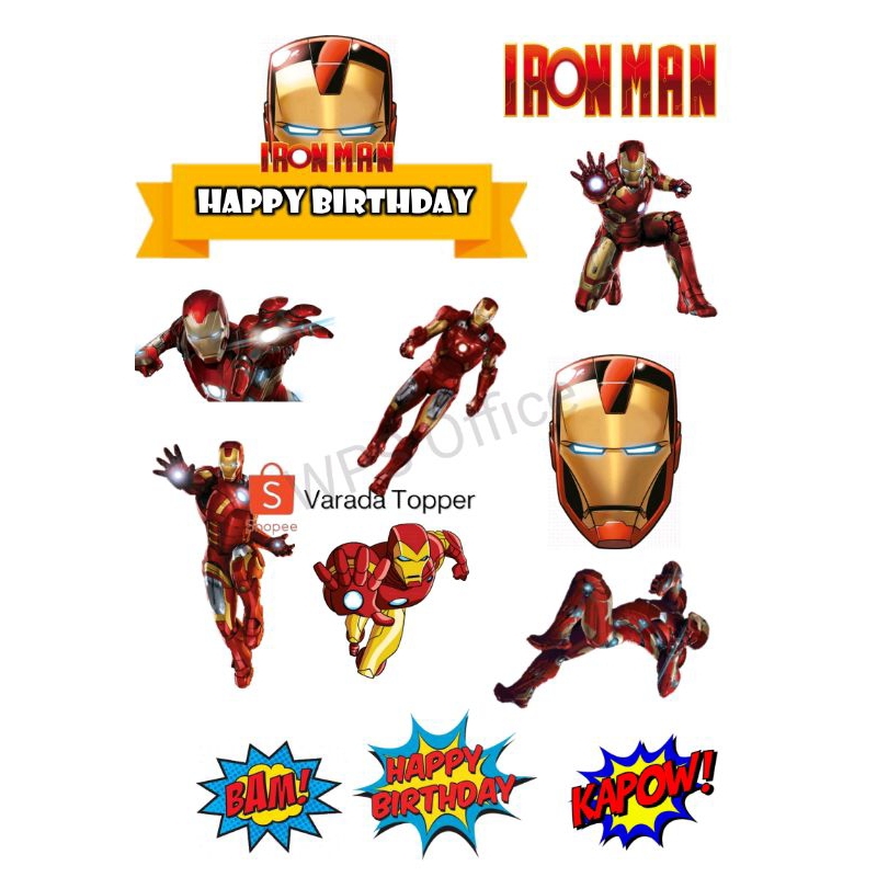 Jual Topper Tema IRON MAN Free Request Nama/Hiasan Kue Ultah IRON MAN ...
