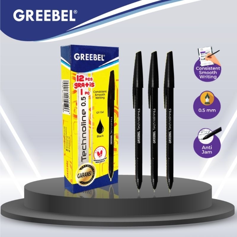Jual Greebel Pen Technoline 0.5 Black | Shopee Indonesia