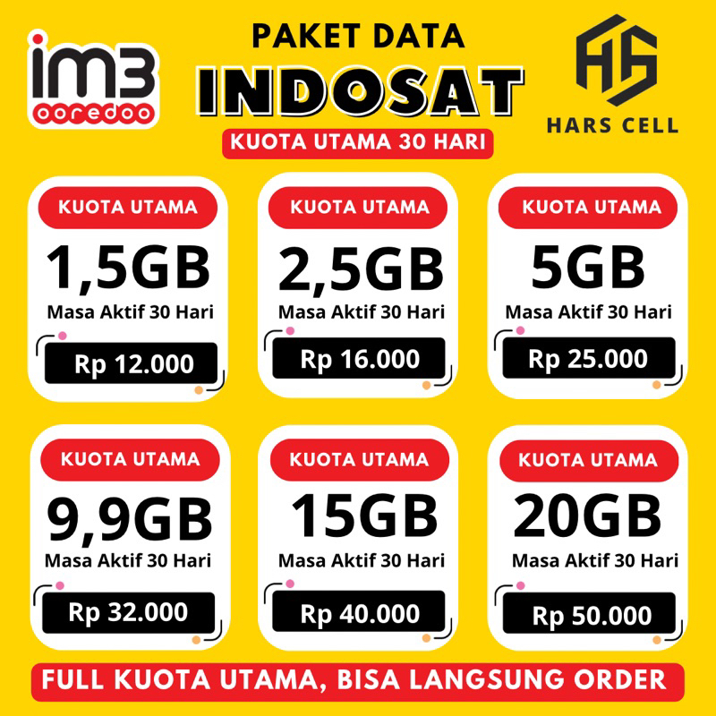 Jual PROMO KUOTA FREEDOM INTERNET BISA SEMUA NOMOR IM3 | Shopee Indonesia