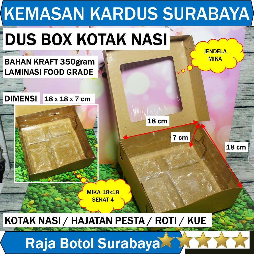 Jual Dus Nasi Kotak 18x18 Jendela Laminasi box Food Grade kemasan ...