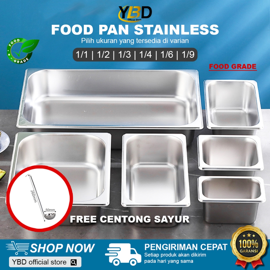 Jual Food pan wadah makanan stainless steel Ukuran ( 1/1 x 6.5 - 10 ...