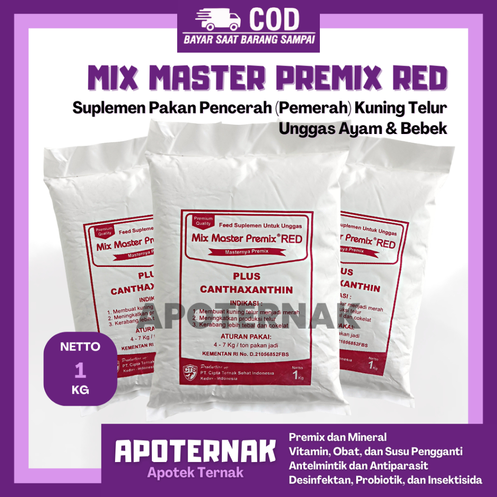 Jual MIX MASTER PREMIX RED 1 kg - Pemerah Kuning Telur Pencerah Warna ...