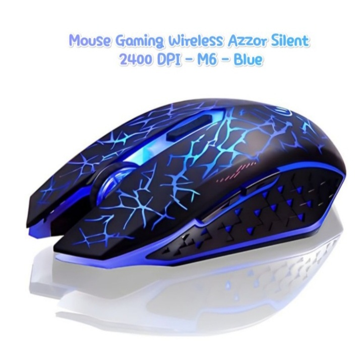Jual AZZOR Wireless Gaming Mouse Silent 2400 DPI RGB M6 Blue | Shopee ...