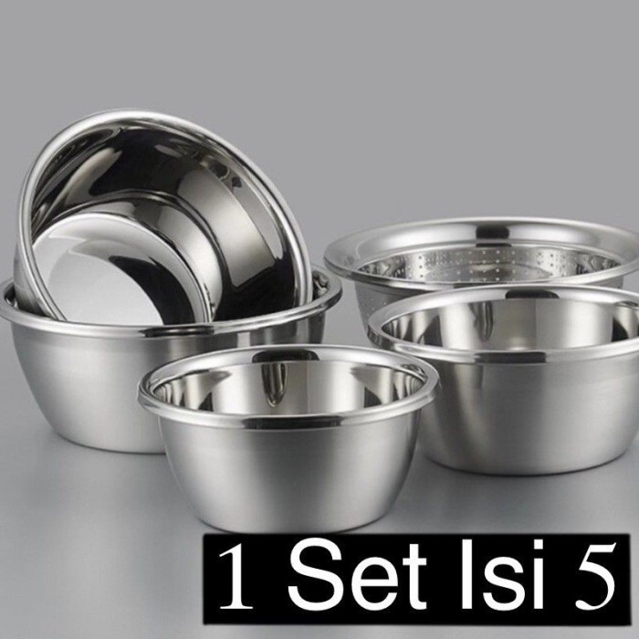 Jual Baskom Basin Stainless Steel Set Isi 5pcs Baskom Stainless ...