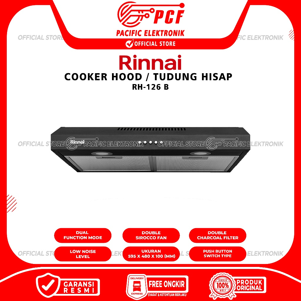 Jual Penyedot Asap Kompor Cooker Hood Rinnai 60cm RH 126B | Shopee ...