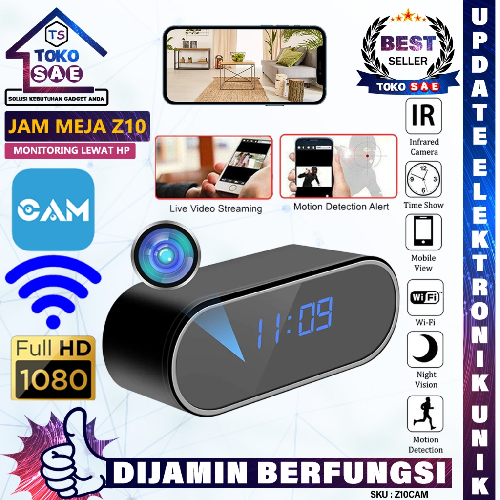 Jual Z10 IP Camera CCTV Pengintai Mini Tersembunyi Desk Clock Kamera ...