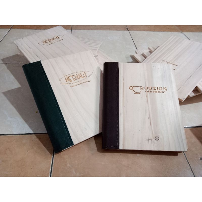 Jual buku menu resto hotel bahan kayu pinus a4 | Shopee Indonesia