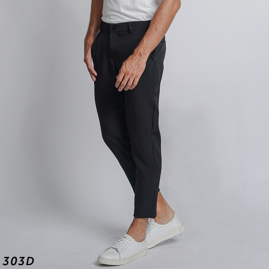 Jual HSRM - Dapper Formal Ankle Pants Black | Shopee Indonesia