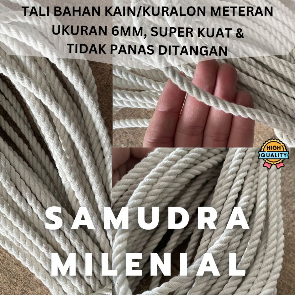 Jual TALI TAMBANG KAIN 6MM METERAN/ TALI BAHAN KAIN 6MM/ TALI KURALON ...