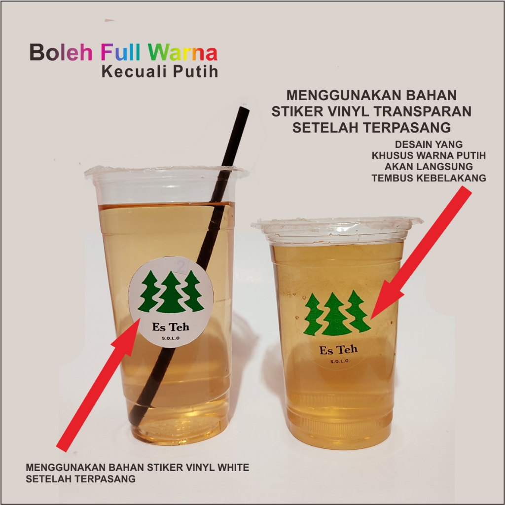 Jual Label Gelas Cup Custom Stiker Vinyl Transparan Print & Cutting ...
