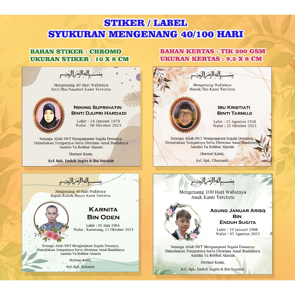 Jual STIKER TAHLIL 40 HARI/100 HARI / STIKER 40 HARI / STIKER BOX ...