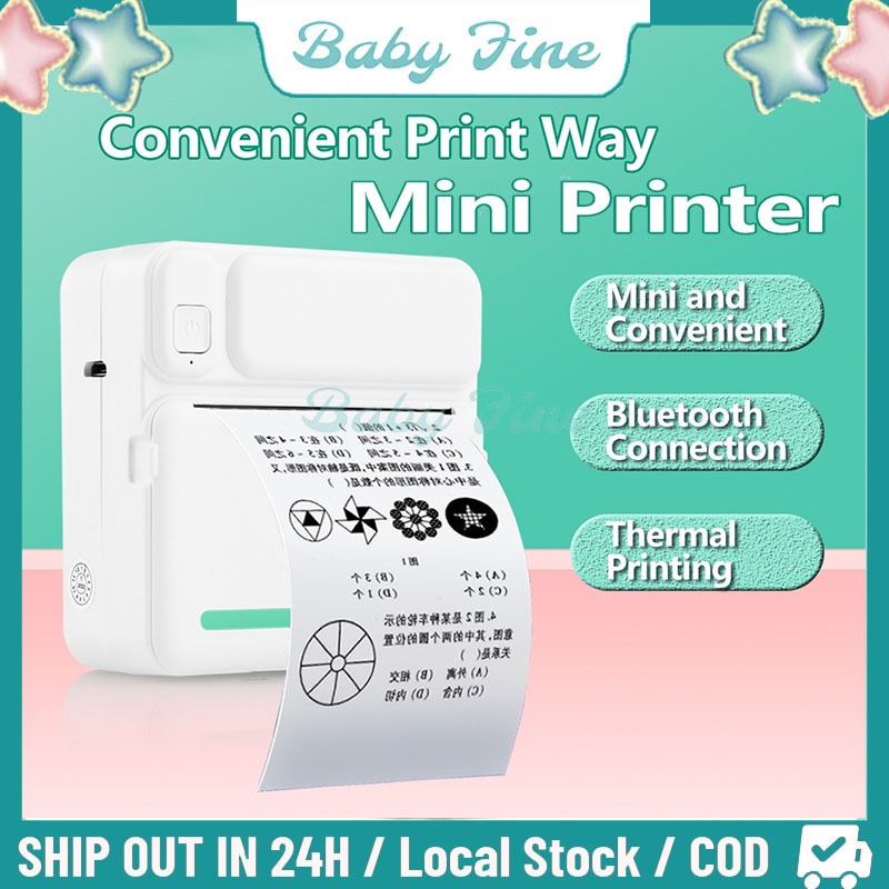 Jual 【COD】C19 Mini Printer/Mini Portable Thermal Printer Mobile Printer ...