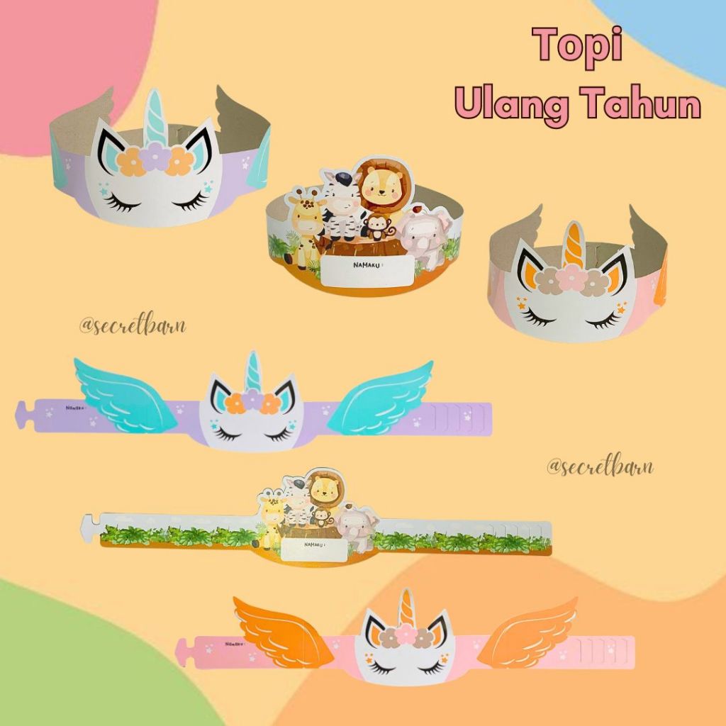Jual Topi ulang tahun anak birthday hat motif ANIMAL mahkota pesta ...