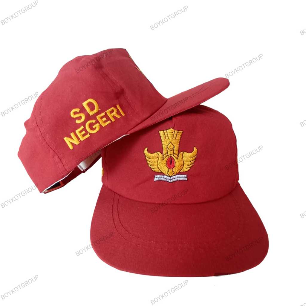 Jual topi sd negri 20 biji topi sekolah sd negri full merah perekat ...