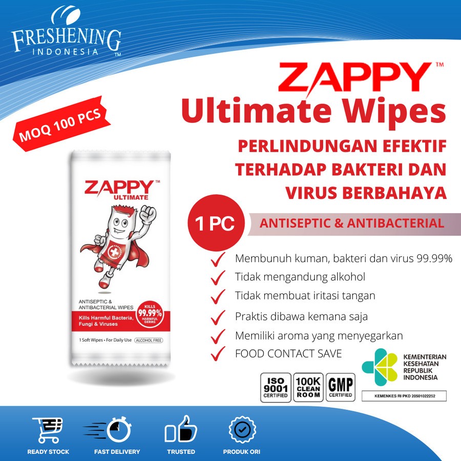 Jual ZAPPY Ultimate Antiseptic Wipes | Alcohol Wipes ( Bundle 100pcs ) | Shopee Indonesia