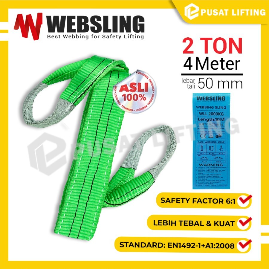 Jual Webbing Sling 2 Ton 4 Meter WEBSLING Sling Belt Double Ply ...
