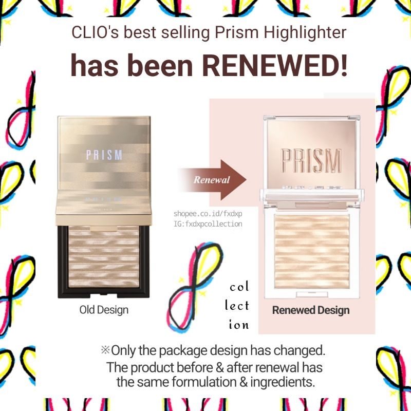 Jual CLIO Prism Highlighter ( 6 Color ) Old 23 AD 7g / Renewal 25 AD 8g ...