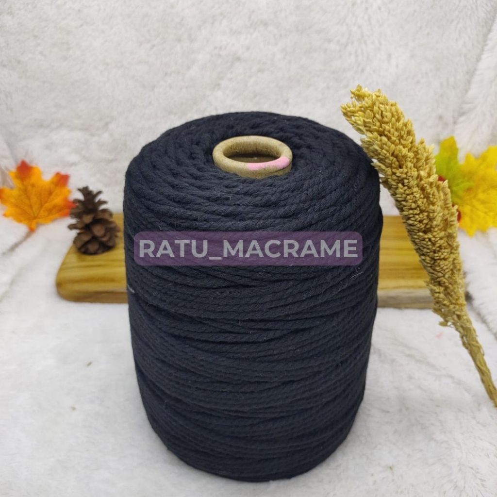 Jual Tali Katun Macrame HITAM 3MM 4MM 1KG 3PLY | Shopee Indonesia