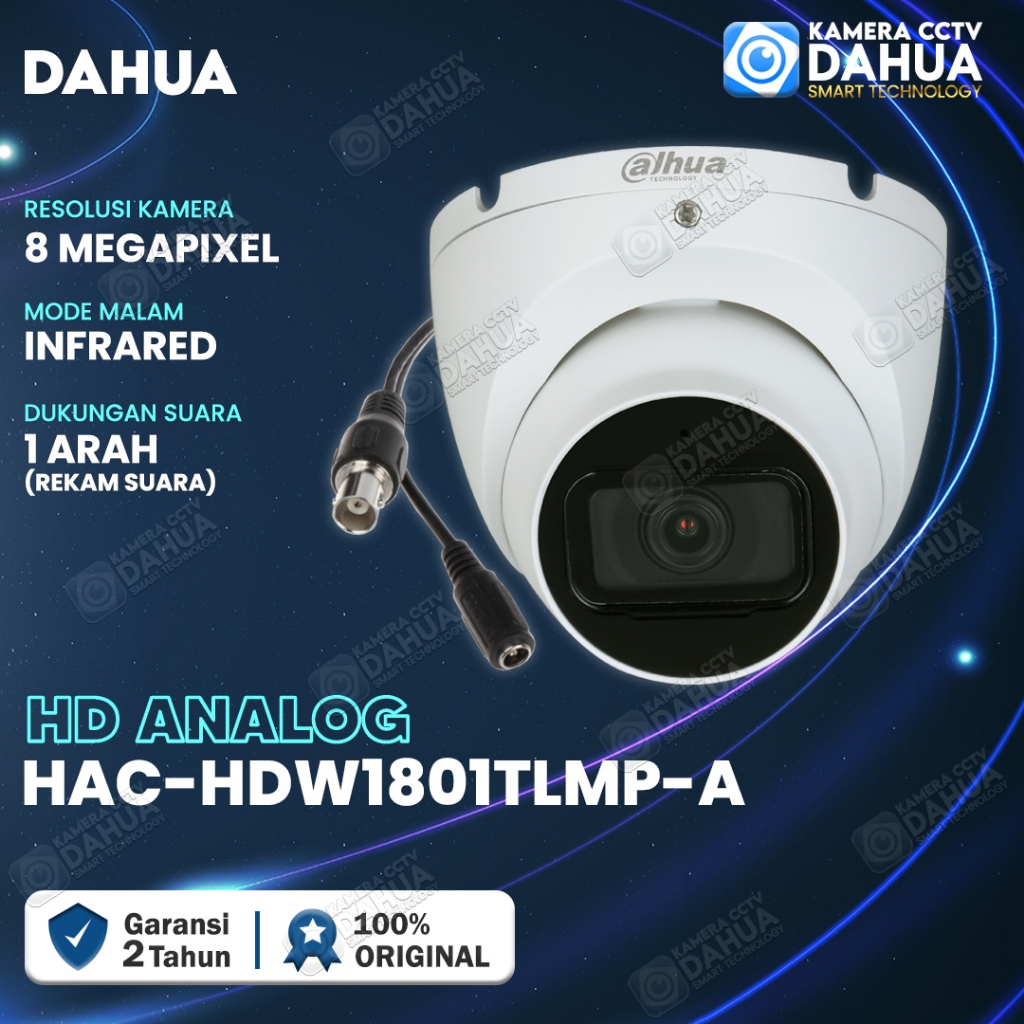 Jual DAHUA DH-HAC-HDW1801TLMP-A 8MP MIC AUDIO KAMERA CCTV CAMERA TURRET ...