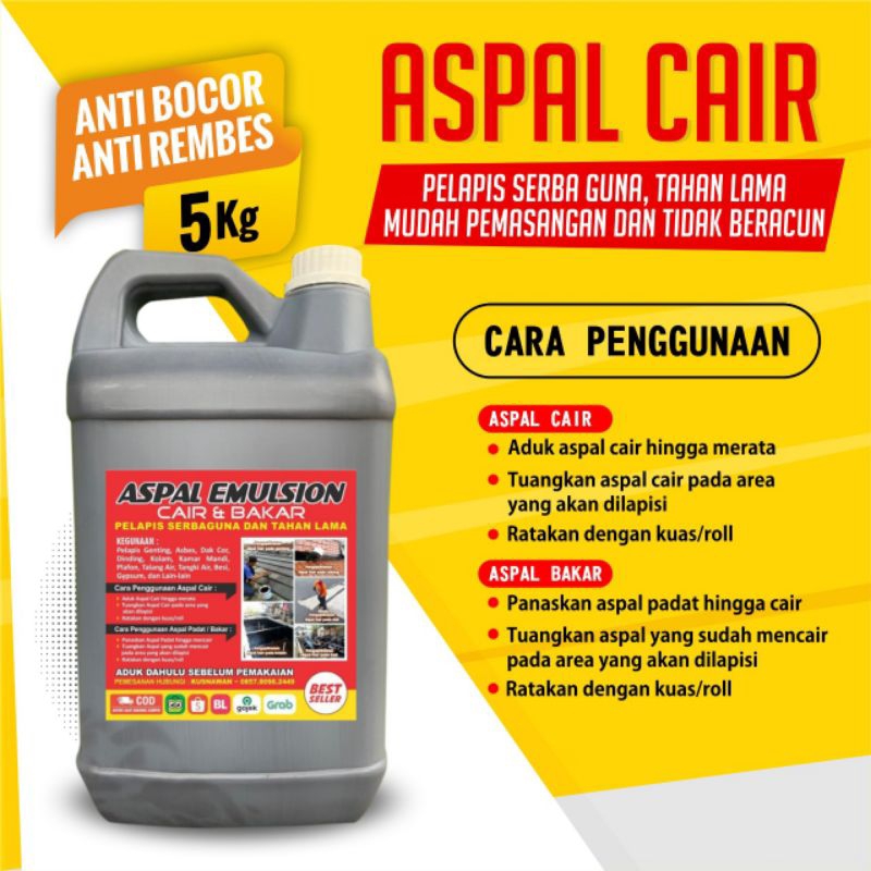Jual ASPAL CAIR 5 KG asphalt emulsion / aspal waterproofing/ pelapis ...
