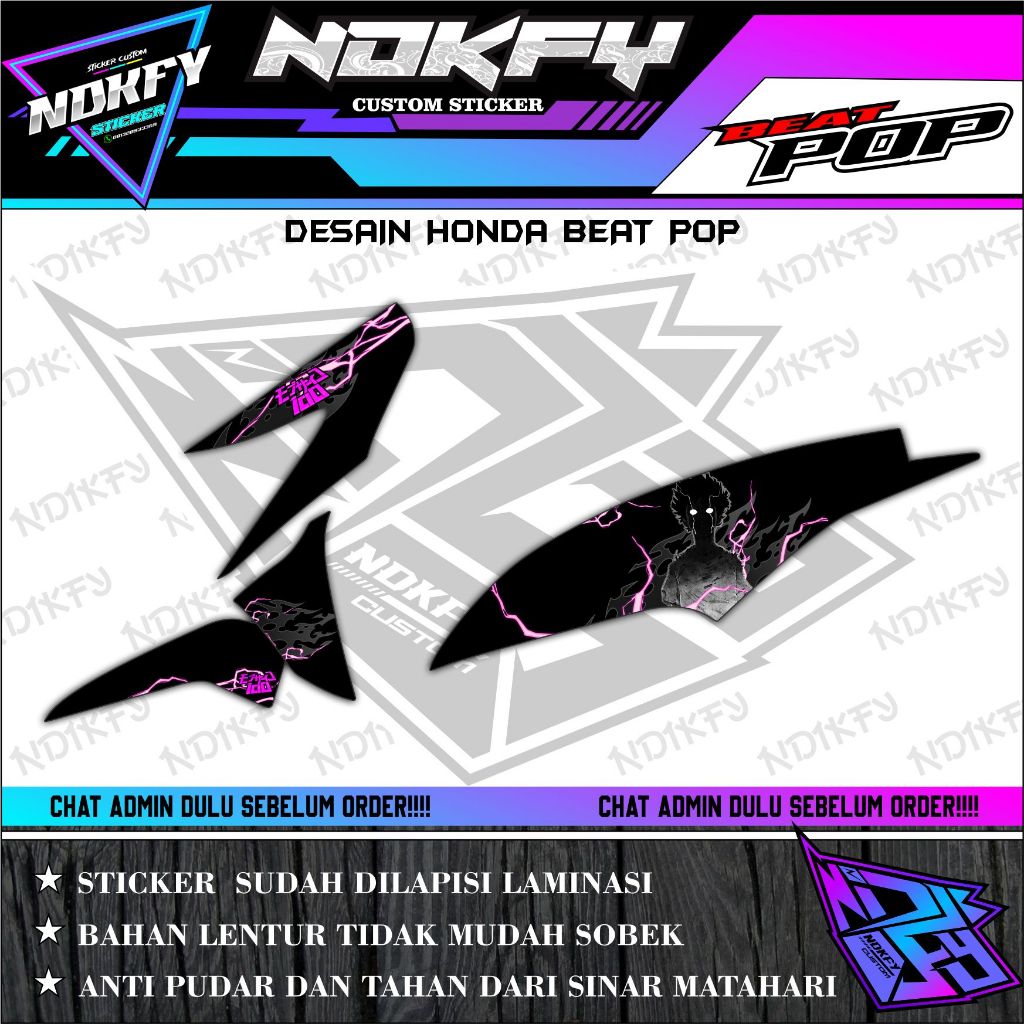Jual STRIPING SIMPEL HONDA BEAT POP MOB PSYCHO 100 SUDAH DI CUTTING ...