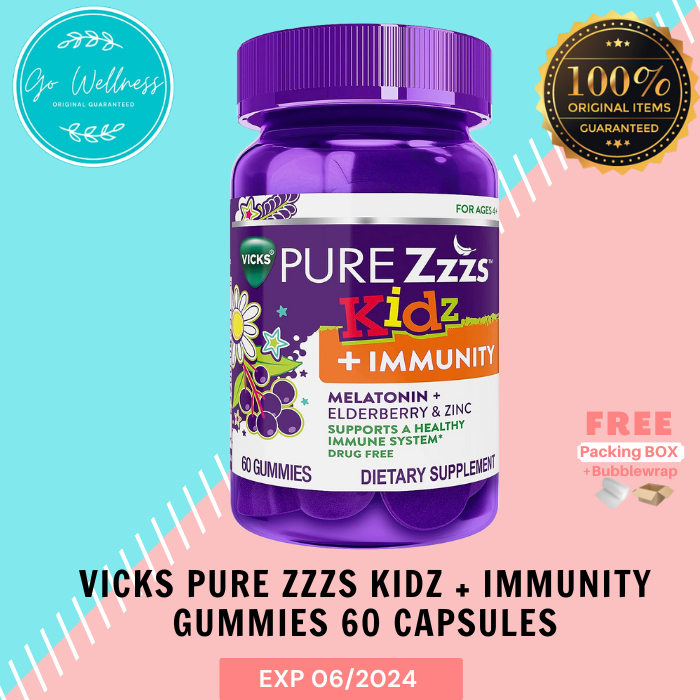 Jual VICKS PURE Zzzs Kidz + Immunity Gummies 60 capsules | Shopee Indonesia