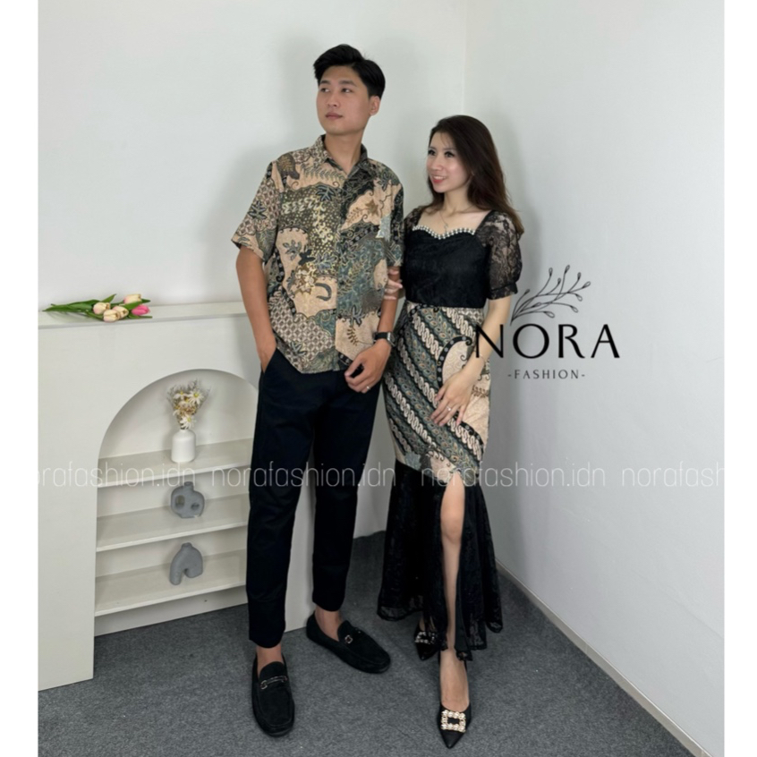 Jual DRESS BATIK KYRA [ M - XL ] / COUPLE BATIK / DRESS KEBAYA PESTA / KEMEJA BATIK PESTA / Nora ...