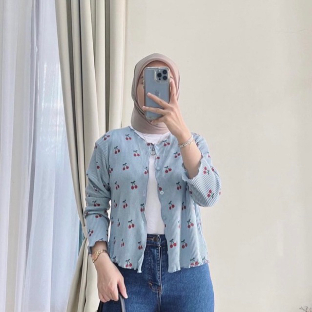 Jual Cardigan Crop Wafer Motif/ Cardigan Crop Korean style /Cardigan Kekinian | Shopee Indonesia