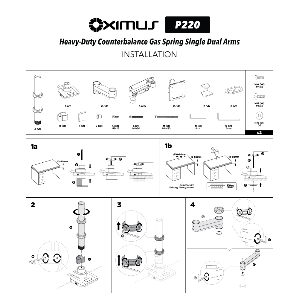 Jual Heavy-Duty Counterbalance Gas spring Monitor Dual Arm OXIMUS P220 ...