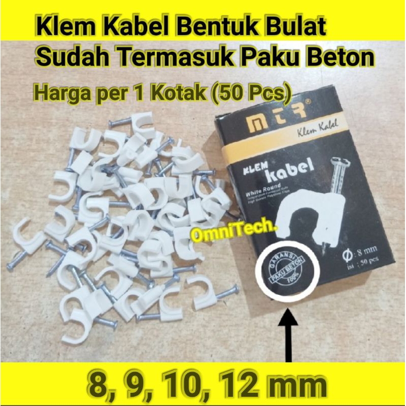 Jual Round Cable Clip Klip Klem Bulat Kabel Listrik 8 9 10 12 mm ...