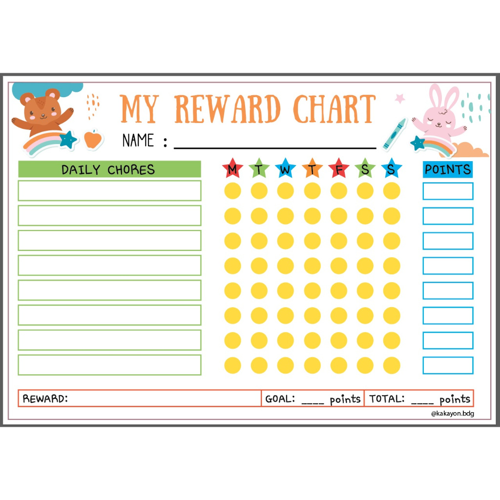 Jual Daily Reward Chart Anak Lembar Wipe Clean Laminating Kegiatan ...