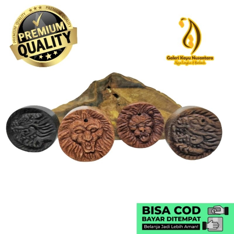 Jual kalung liontin ukir diameter 3cm kayu kalimasada, Setigi, kelor ...