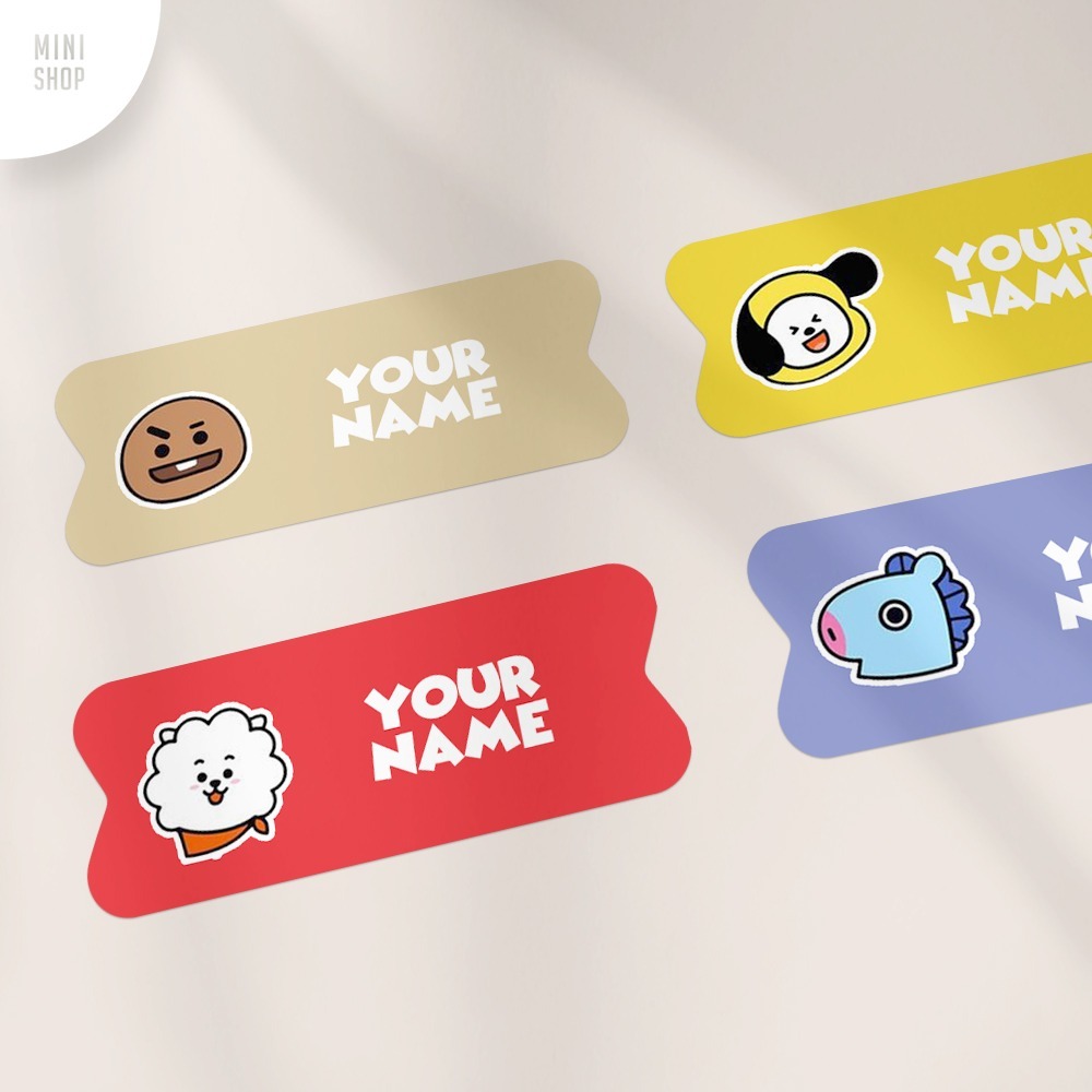 Jual Stiker Nama Custom Waterproof BT21 ( Rj Chimmy Mang Shooky ...