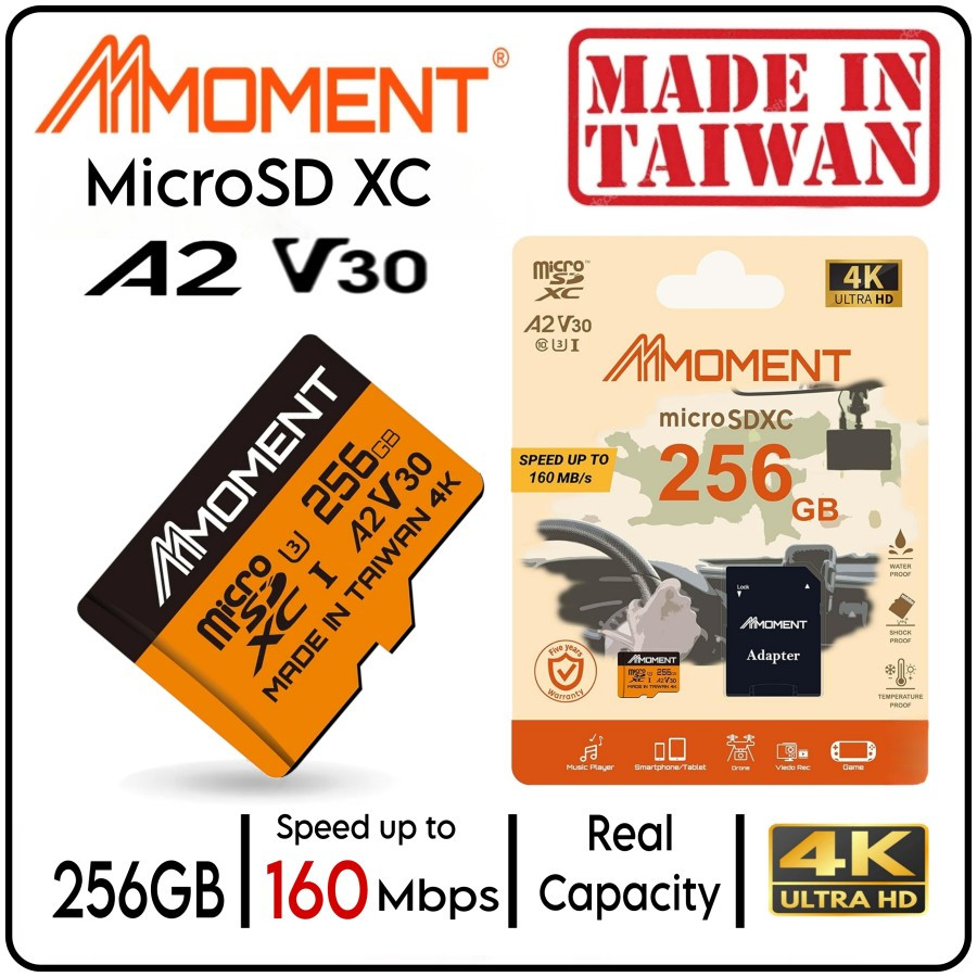 Jual MicroSD XC 256GB U3 V30 A2 4K MOMENT Taiwan Micro SD | Shopee Indonesia