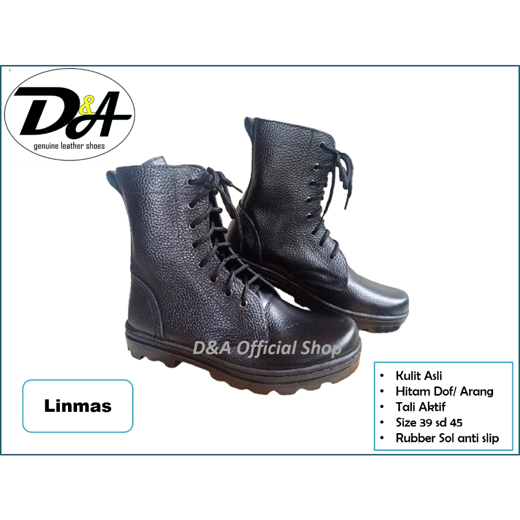 Jual sepatu pdl kulit asli standar Linmas, Hansip, Security full jahit ...
