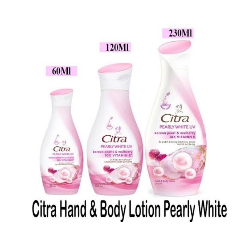 Jual Citra Hand Body Lotion Pearly White Glow UV 60 ml | 110 ml | 210 ml | Shopee Indonesia