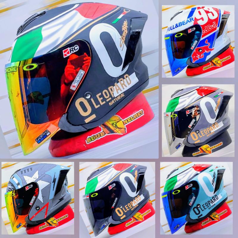Jual Helm JS Armor Leopard blue paket ganteng spoiler 3D | Shopee Indonesia