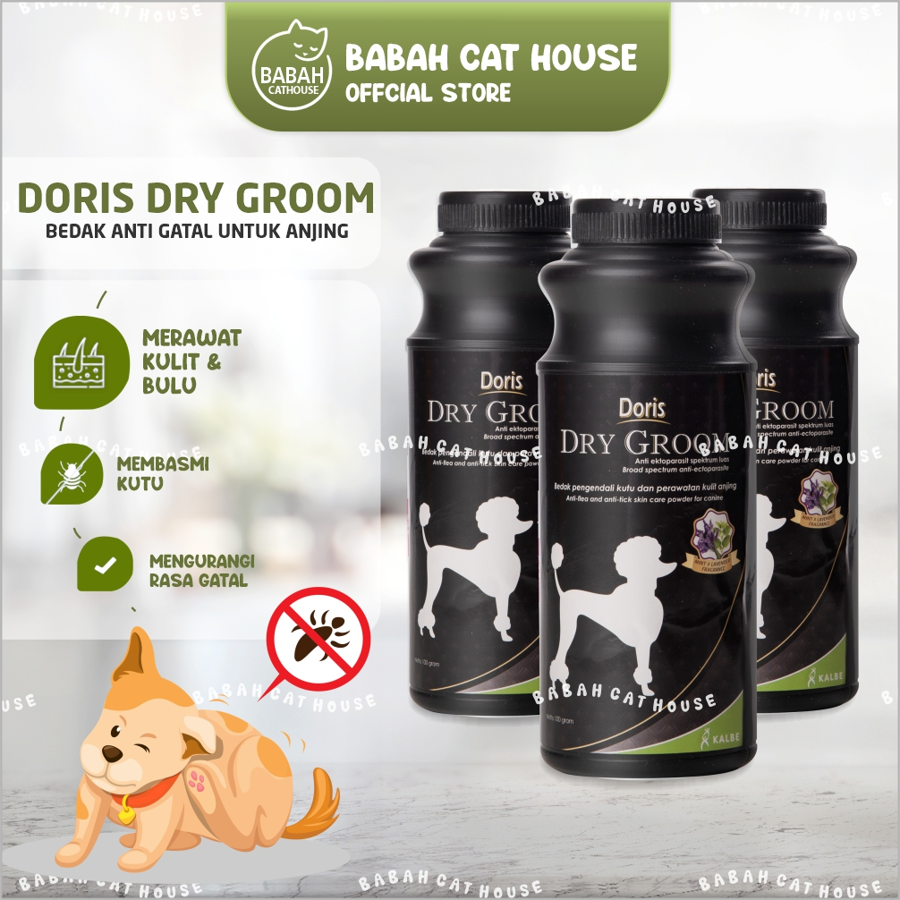 Jual DORIS DRY GROOM Bedak Grooming Anjing Anti Kutu Kutuan Gatal ...