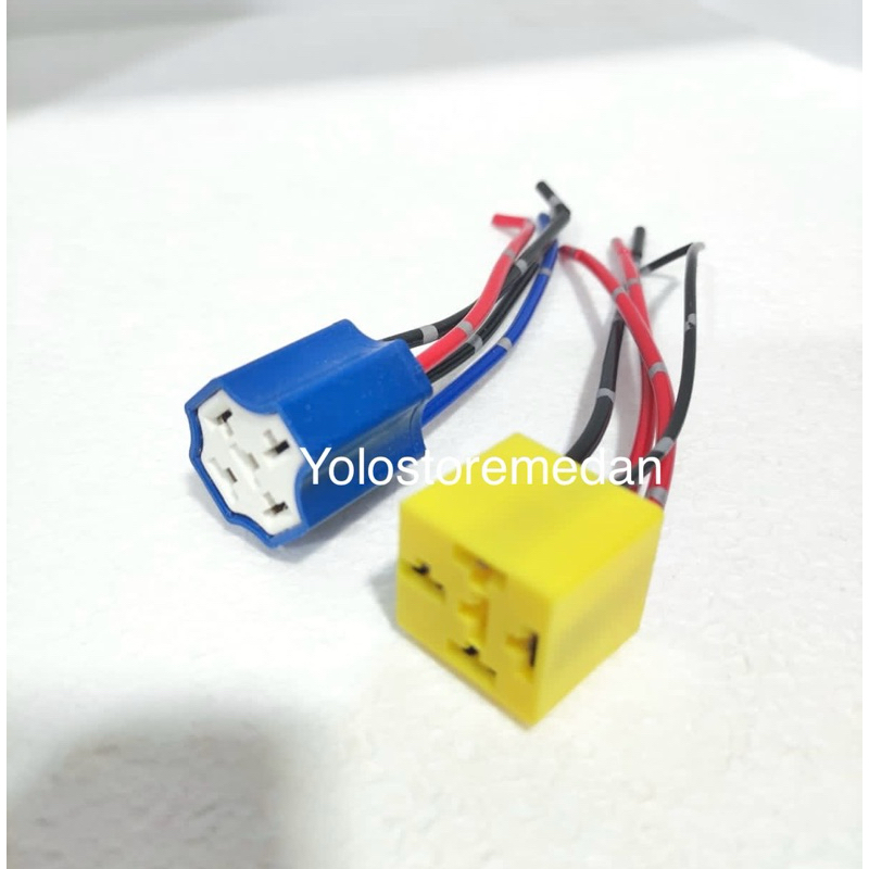 Jual SOKET RELAY SOCKET RELAY KERAMIK PLASTIK KAKI 4 + KABEL BINTIK ...