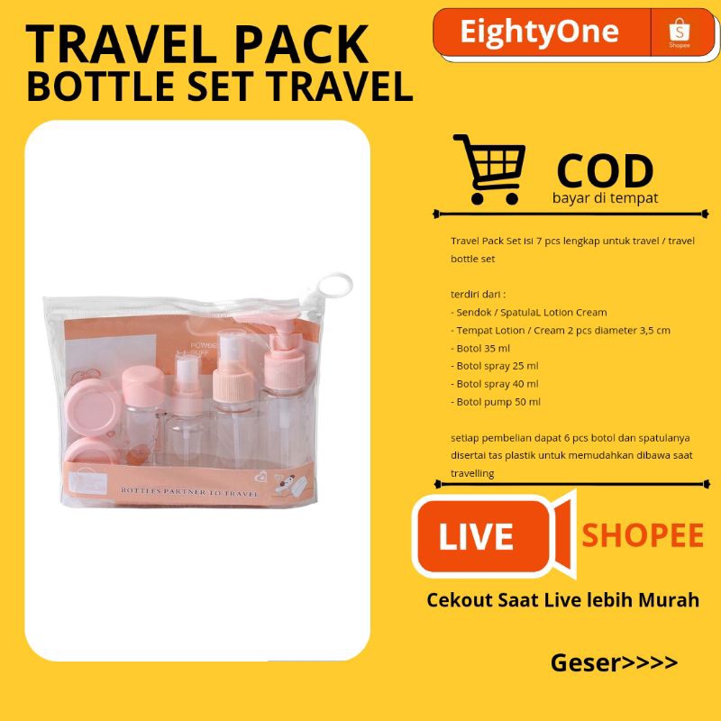 Jual 1 Set Travel Pack Set Botol Mini Kosmetik Lengkap | Shopee Indonesia