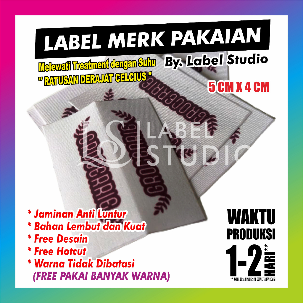 Jual ( TERMURAH ) Label Baju | 5 CM X 4 CM | Label Hijab | Label Woven ...