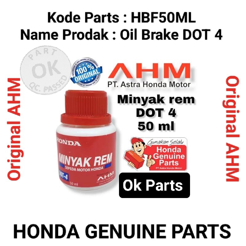 Jual HBF 50ML Minyak Rem Brake Fluid Honda 50 ML Beat Vario Spacy Scoopy All Motor Honda ...