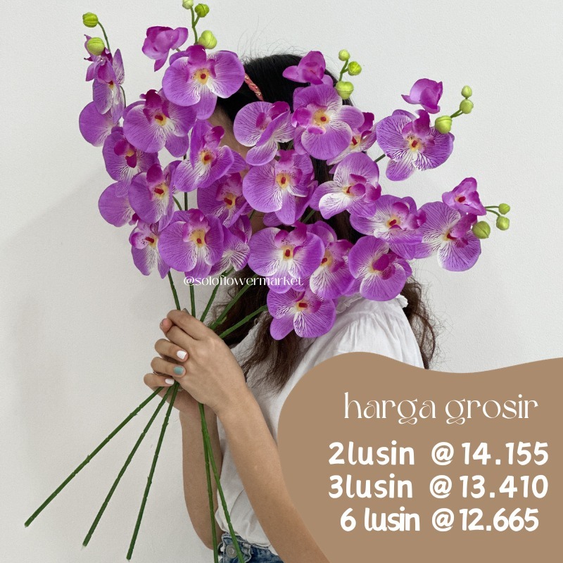 Jual 6heads ANGGREK BULAN ARTIFICIAL FLOWER SILK ORCHID FLOWER Bunga ...
