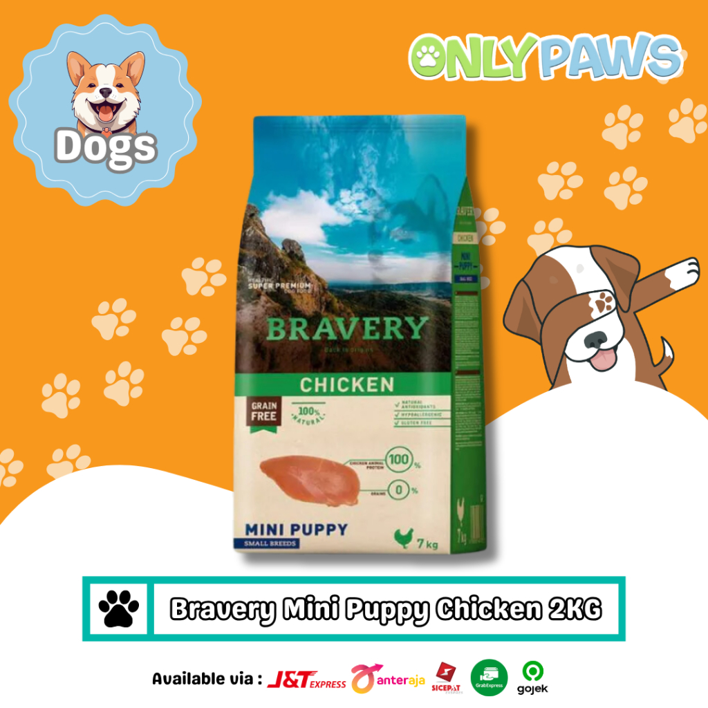 Jual Bravery Dog Mini Puppy - Chicken/Salmon - 2Kg | Shopee Indonesia