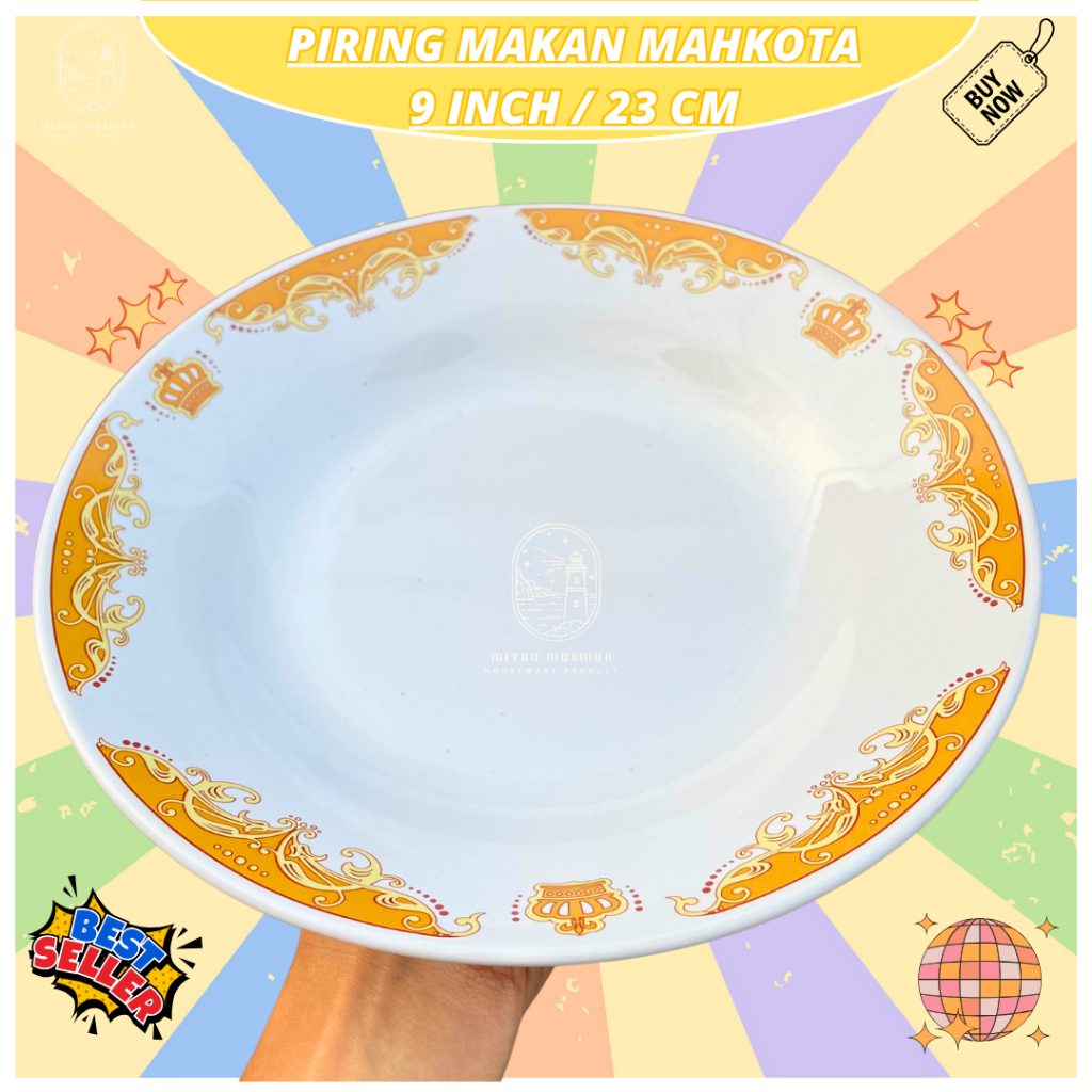 Jual Piring Makan Mahkota Sunbird 9 Inch Piring Motif Emas Piring ...