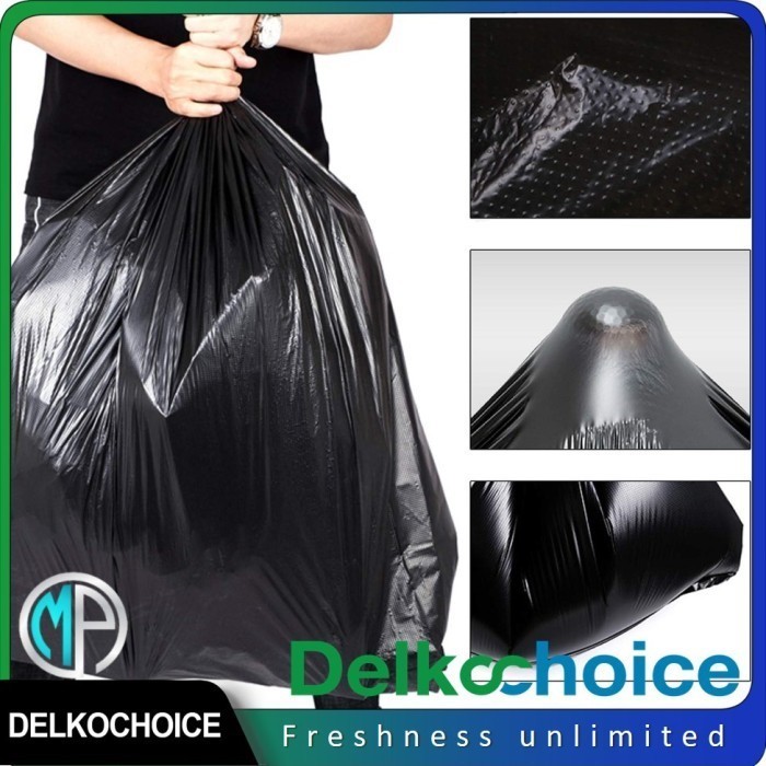 Jual Plastik Sampah Hitam Tebal BESAR JUMBO Delkochoice / Kantong Kresek Super Besar / Trash Bag ...