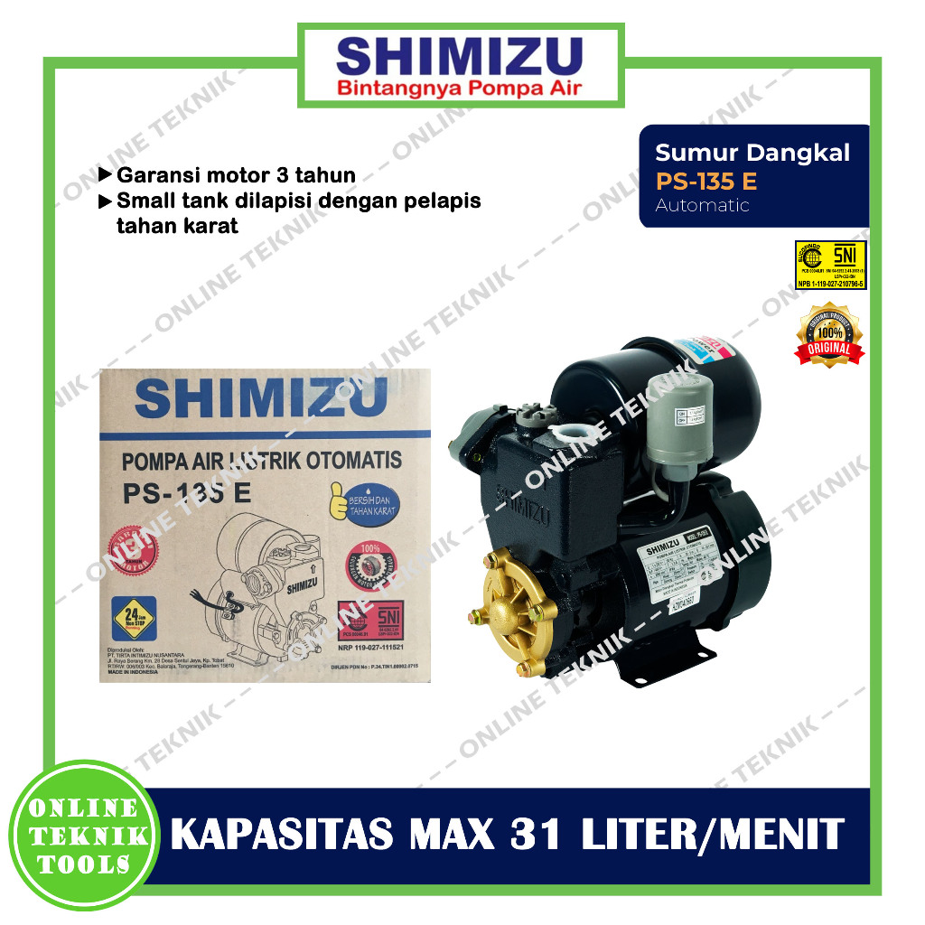 Jual SHIMIZU 135 E Pompa Air Listrik Otomatis / Automatic Water Pump Shimizu PS-135 E / Pompa ...