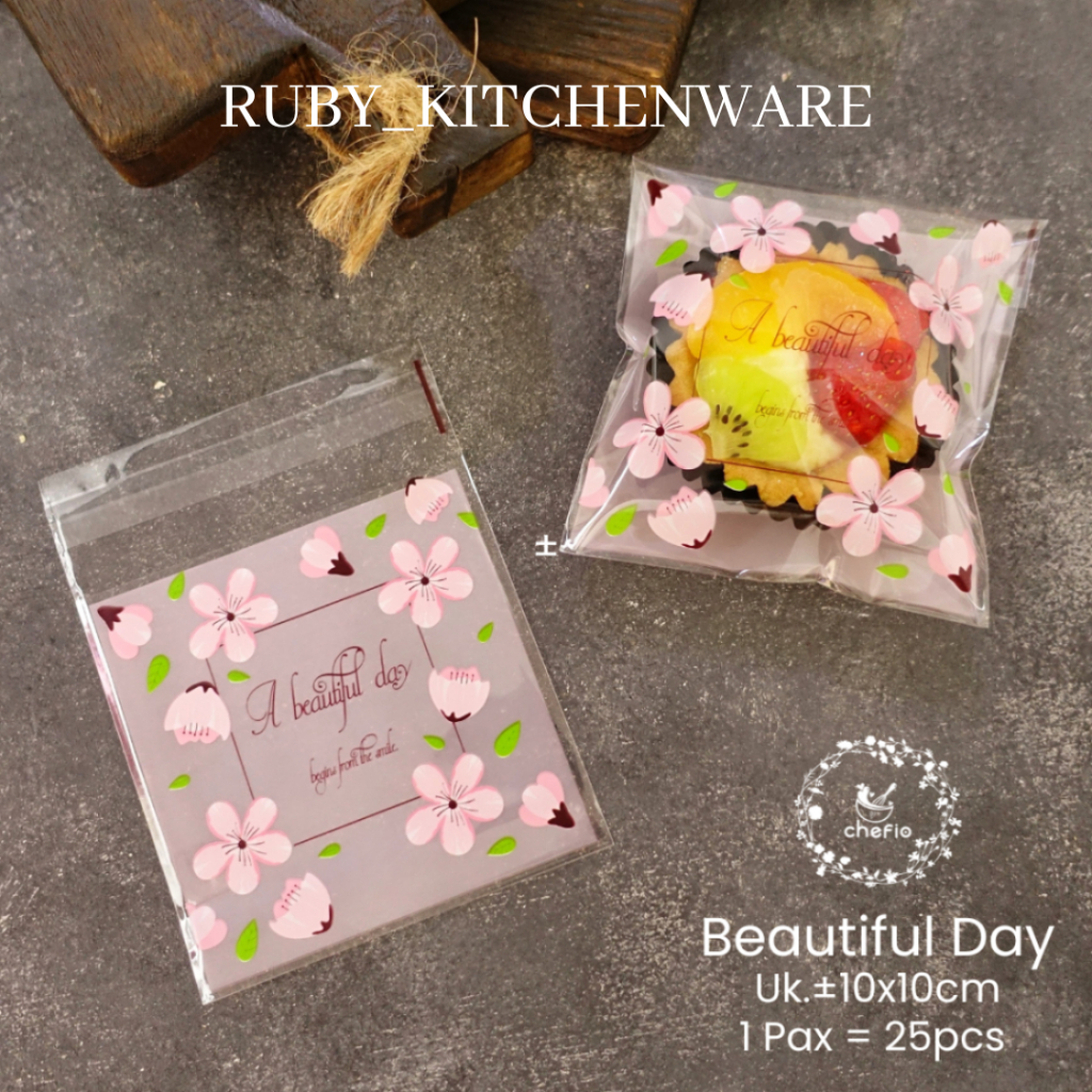 Jual Chefio Plastik Roti OPP Motif Bunga 10x10 Plastik Kue Cake Donat ...